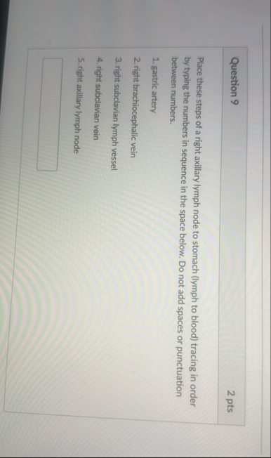 Solved Question 92 ﻿ptsPlace these steps of a right axillary | Chegg.com