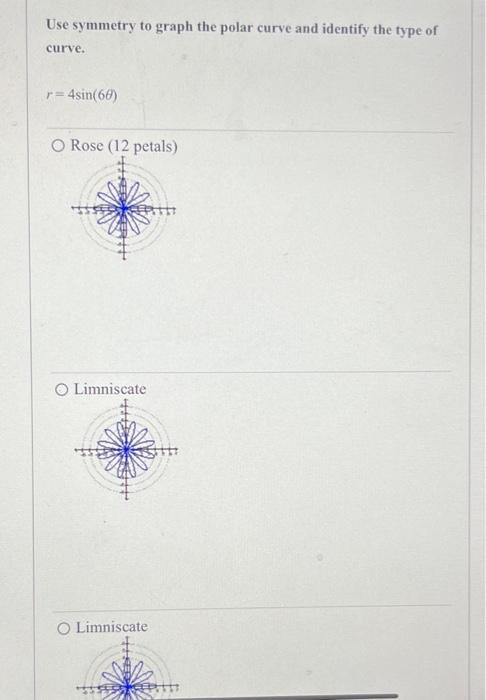 Solved Use symmetry to graph the polar curve and identify | Chegg.com