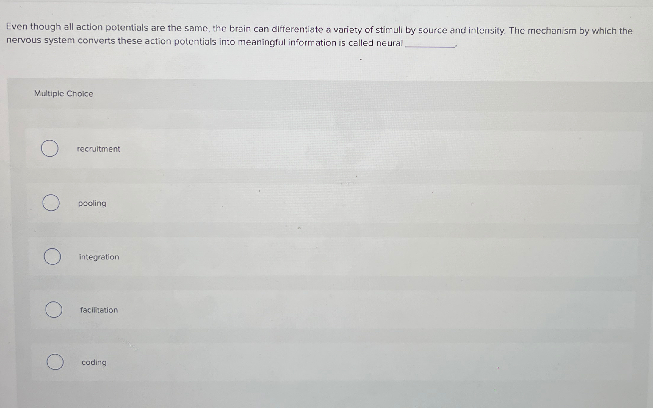 Solved Even though all action potentials are the same, the | Chegg.com
