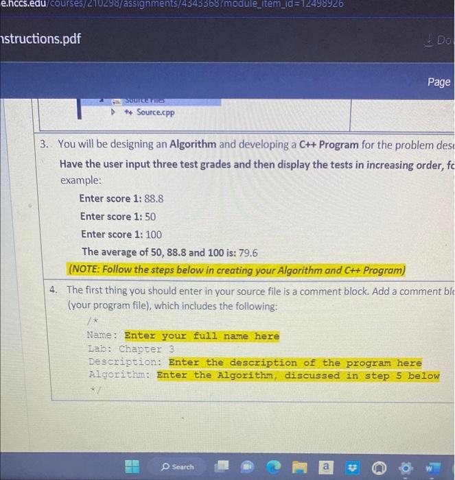 Solved istructions.pdf 3. You will be designing an Algorithm | Chegg.com