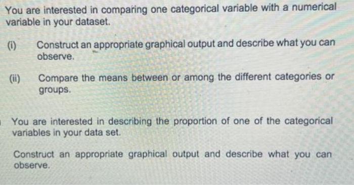 You are interested in comparing one categorical | Chegg.com