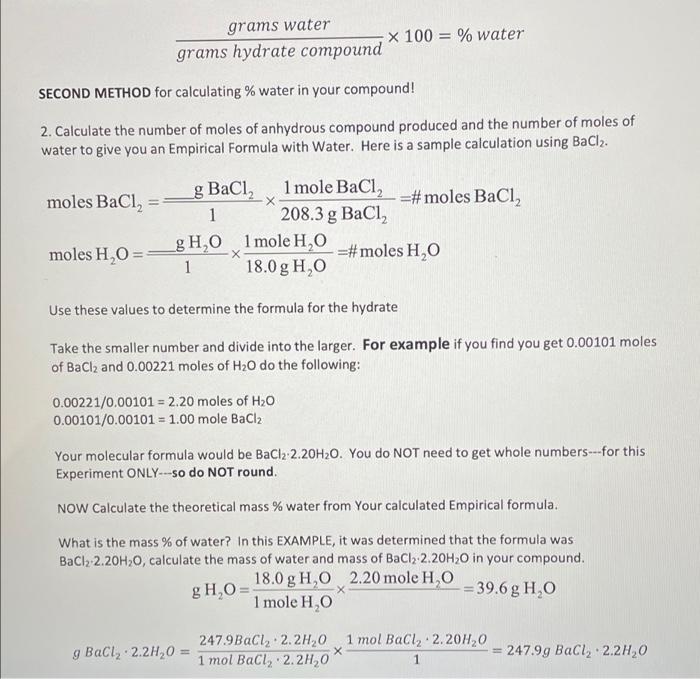 Solved calulate the mass % water with both methods. | Chegg.com Solved calulate the mass % water with both methods. | Chegg.com