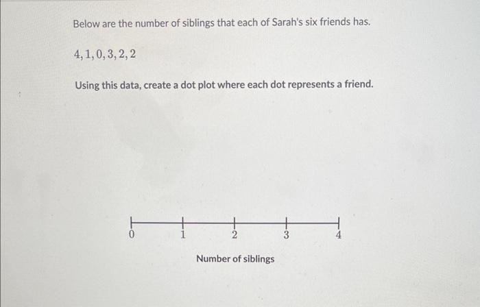 Solved Below are the number of siblings that each of Sarah's | Chegg.com