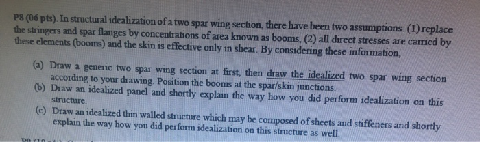 P8 (06 pts). In structural idealization of a two spar | Chegg.com
