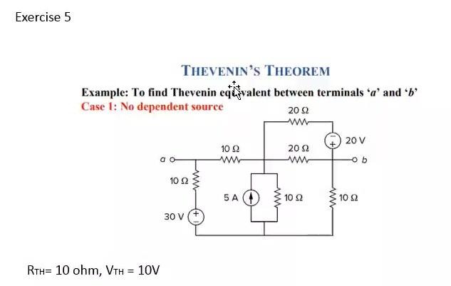 Solved Exercise 5 THEVENIN'S THEOREM Example: To find | Chegg.com
