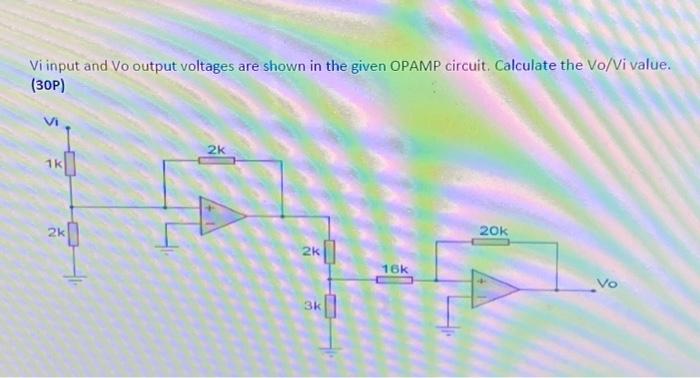 Solved Vi input and Vo output voltages are shown in the | Chegg.com