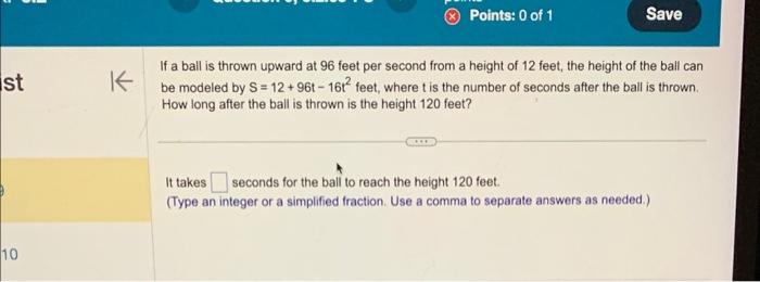 Solved If a ball is thrown upward at 96 feet per second from | Chegg.com