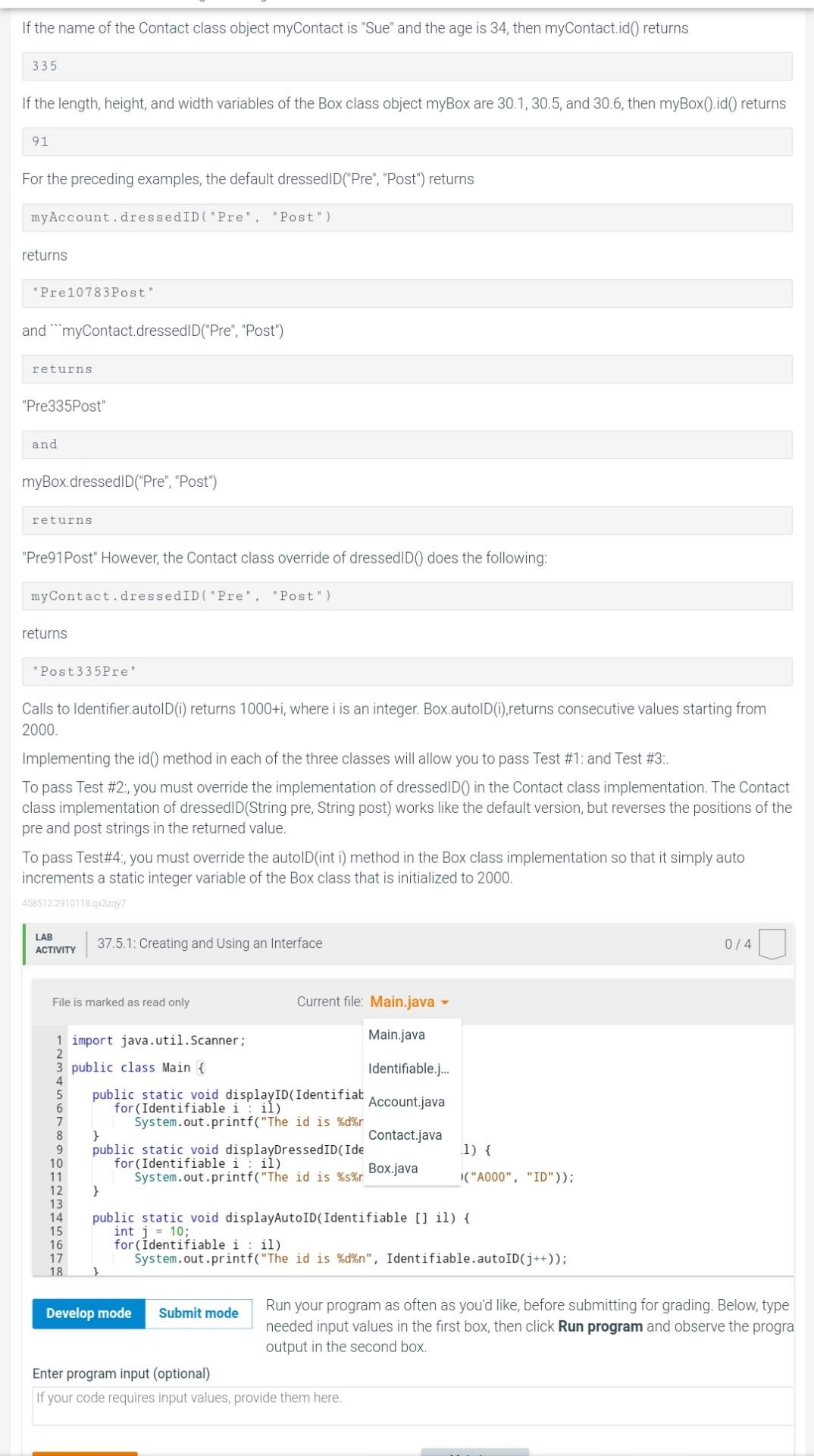 Solved 37.5 Creating and Using an Interface In this lab, you | Chegg.com