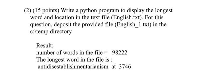 Solved (2) (15 points) Write a python program to display the | Chegg.com