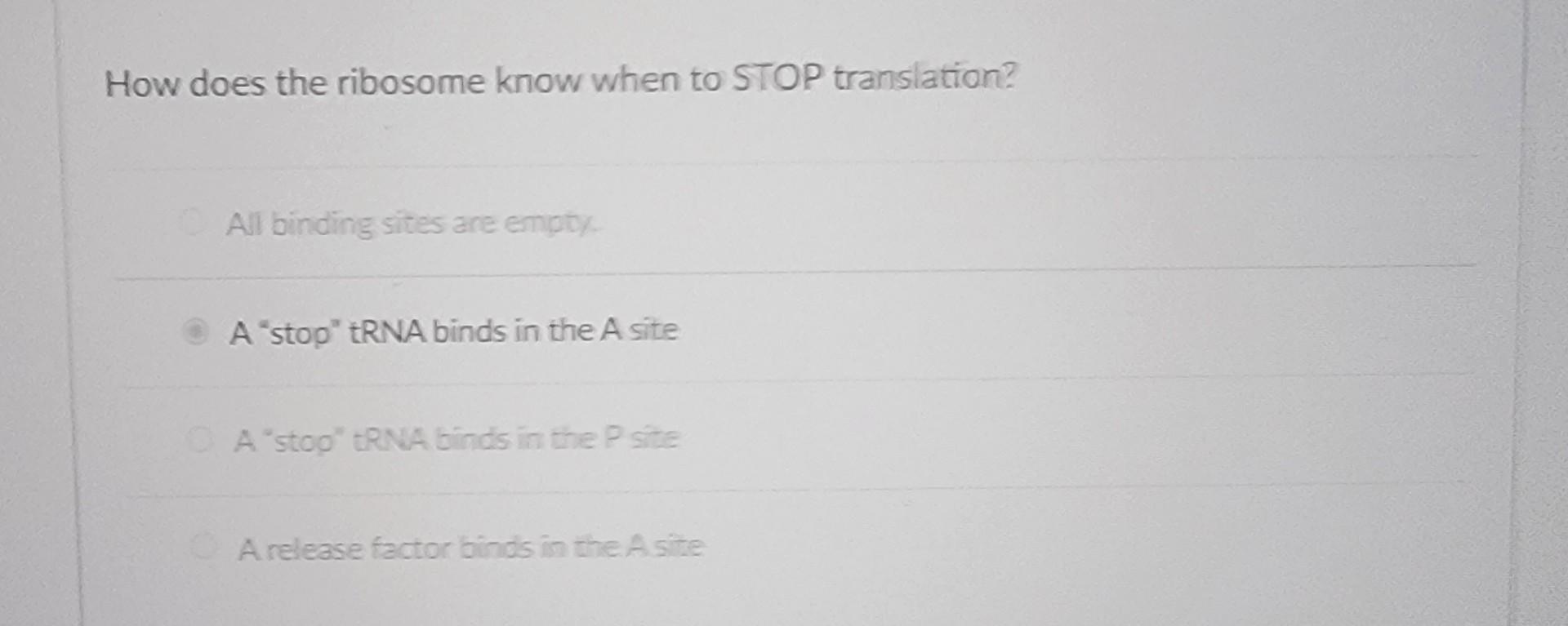 Solved How does the ribosome know when to STOP translation? | Chegg.com