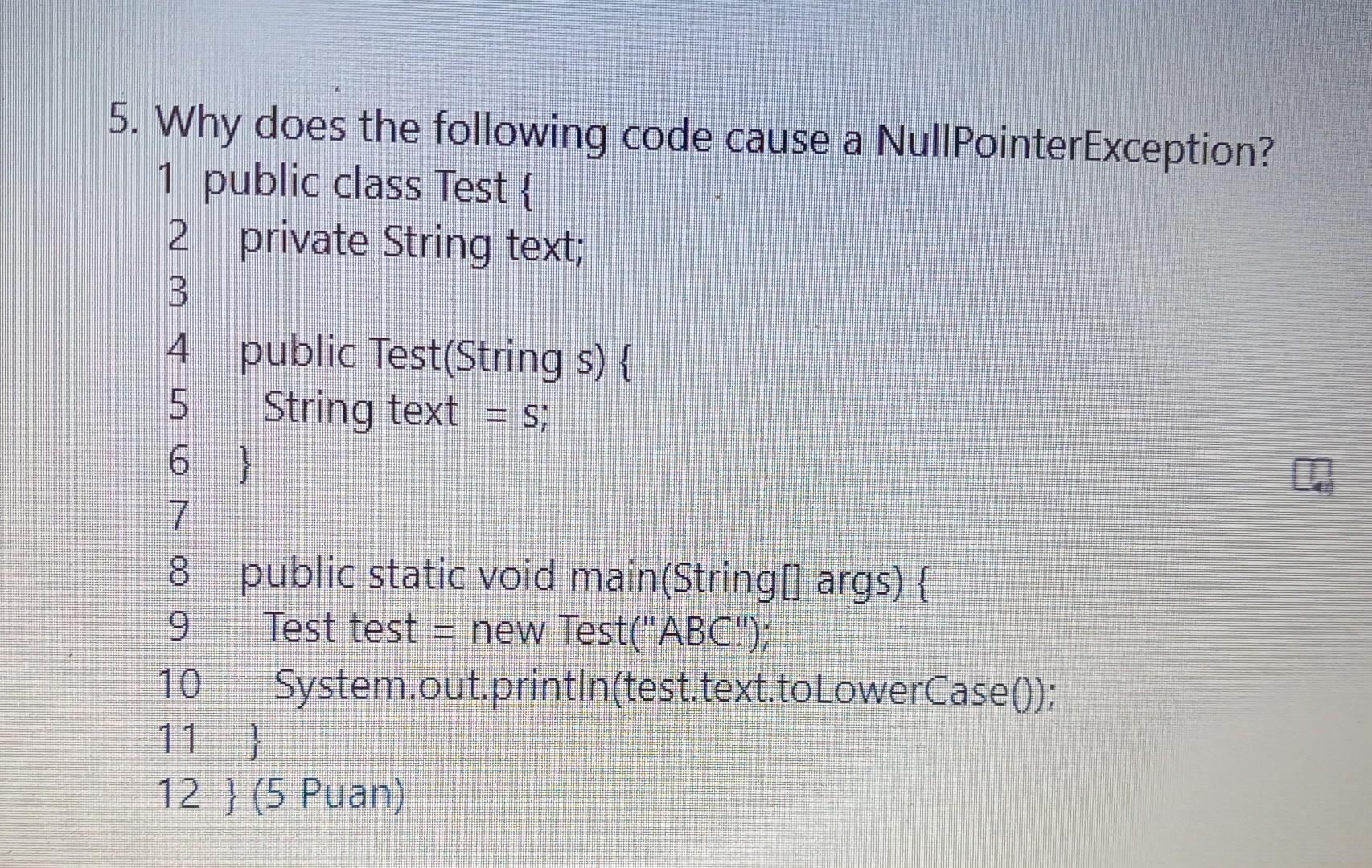 Solved 5. Why does the following code cause a | Chegg.com