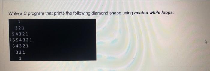 Solved Write a C program that prints the following diamond | Chegg.com