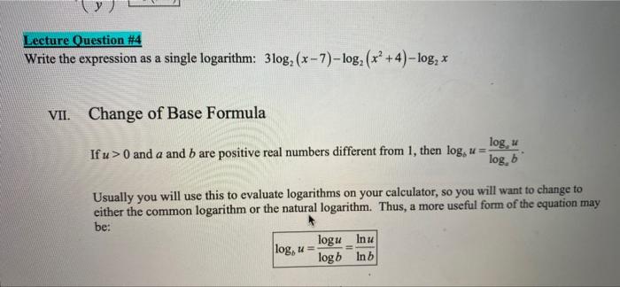 Solved Lecture Question #4 Write the expression as a single | Chegg.com