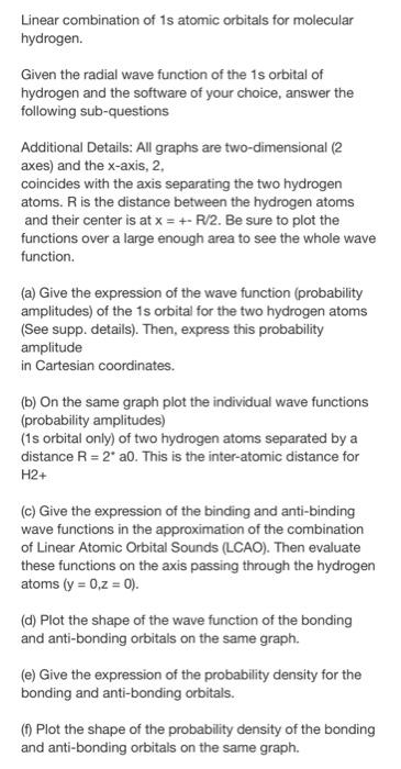 Solved Linear combination of 1s atomic orbitals for | Chegg.com