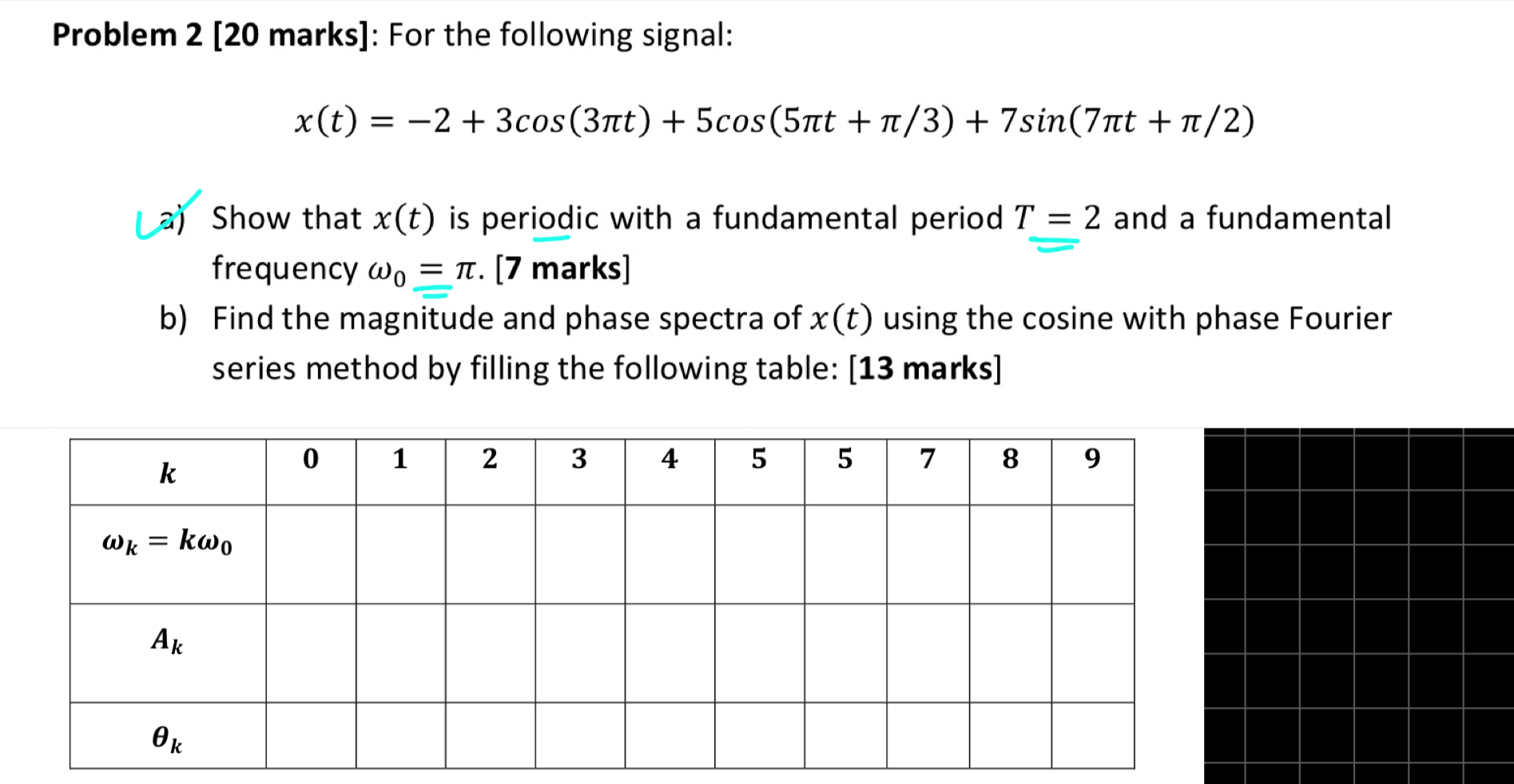Solved Problem 2 [20 ﻿marks]: For the following | Chegg.com