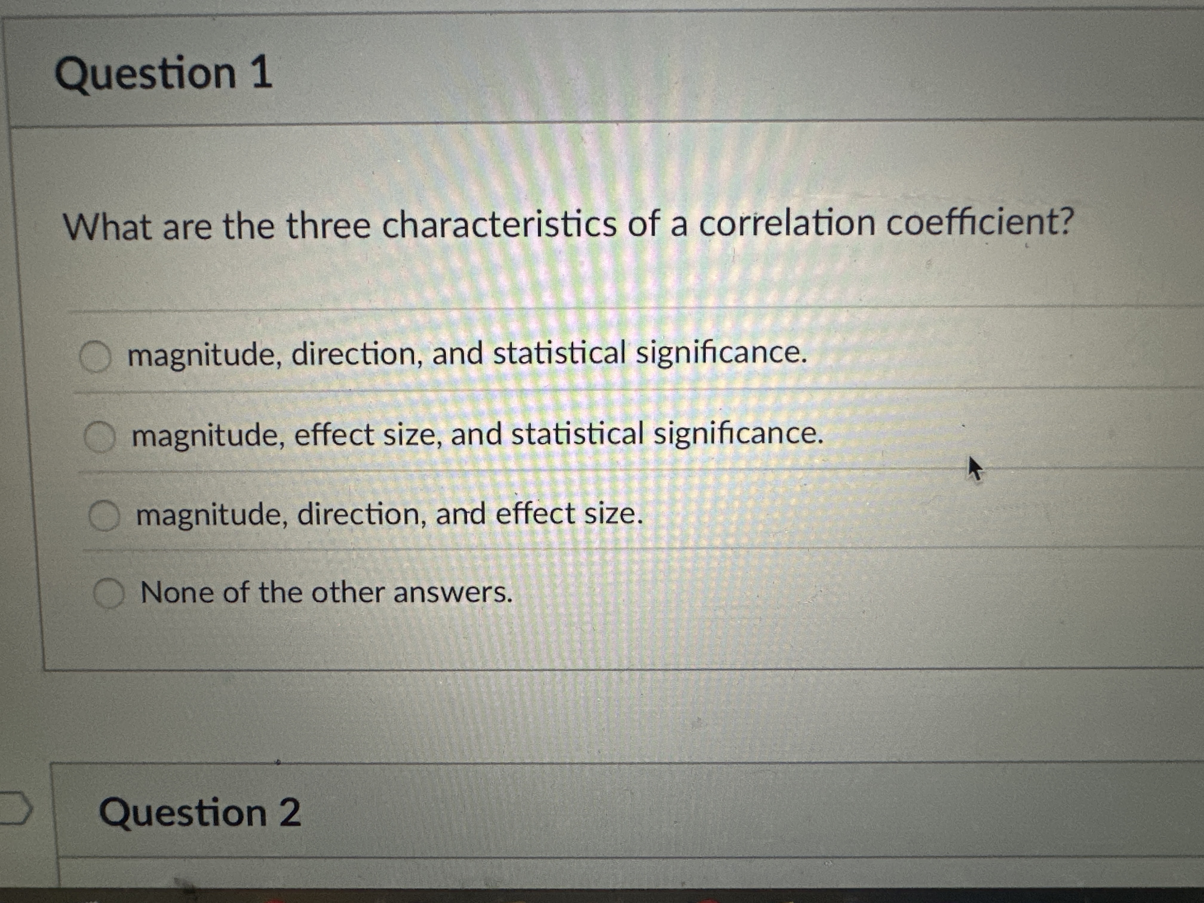 Solved What are the three characteristics of a correlation | Chegg.com