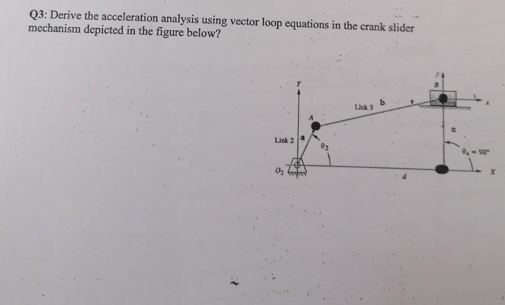 Solved Q3 Derive The Acceleration Analysis Using Vector Chegg