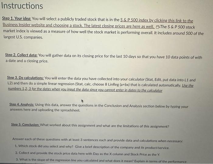 Solved Step 1. Your idea: You will select a publicly traded | Chegg.com