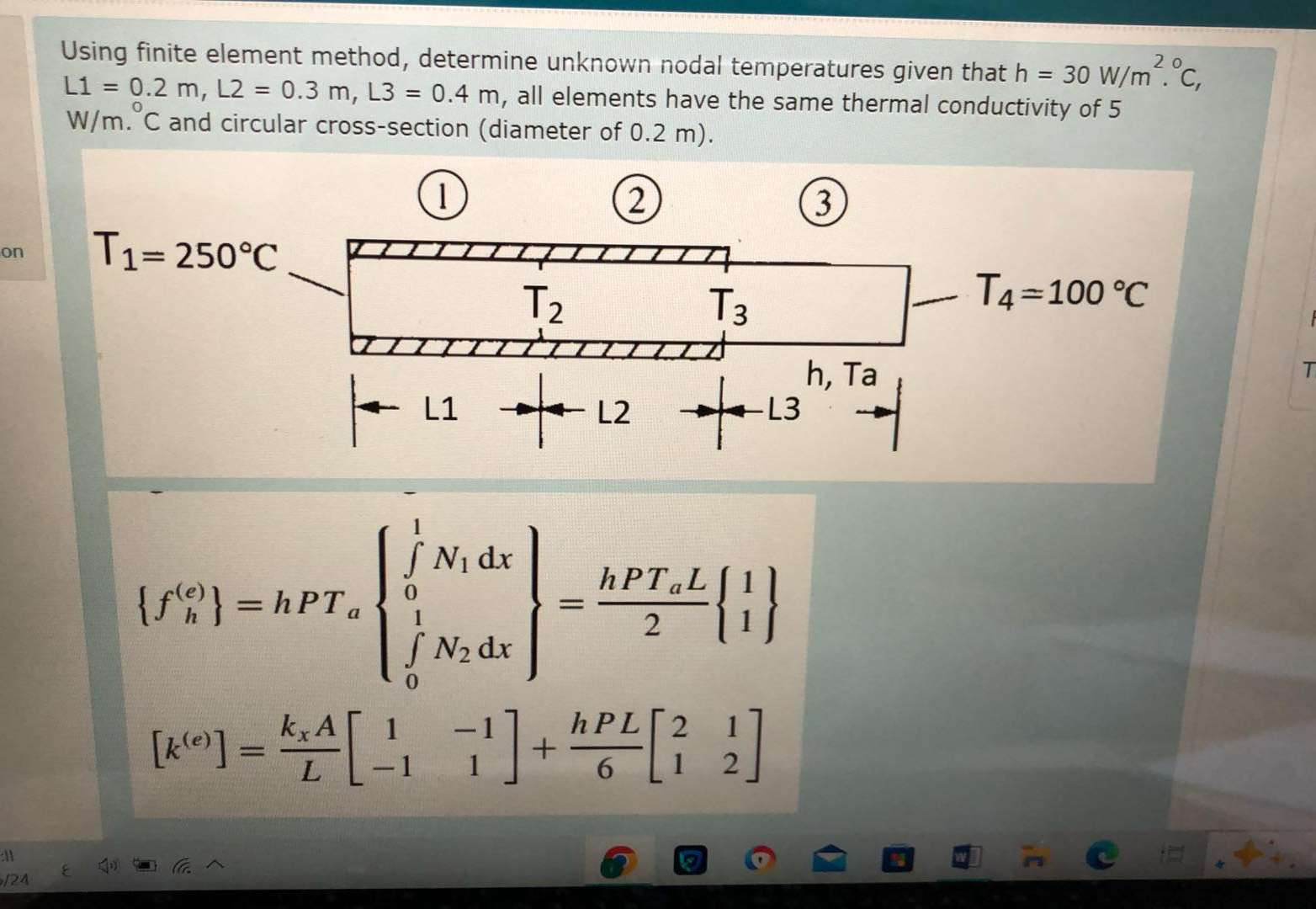 Solved Using finite element method, determine unknown nodal | Chegg.com