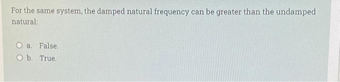 Solved The undamped natural frequency is the frequency of | Chegg.com