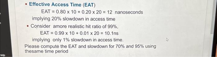 Solved - Effective Access Time (EAT) EAT | Chegg.com