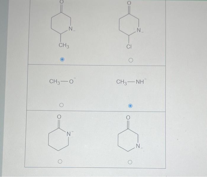 Solved In each row of the table, select the stronger base. | Chegg.com