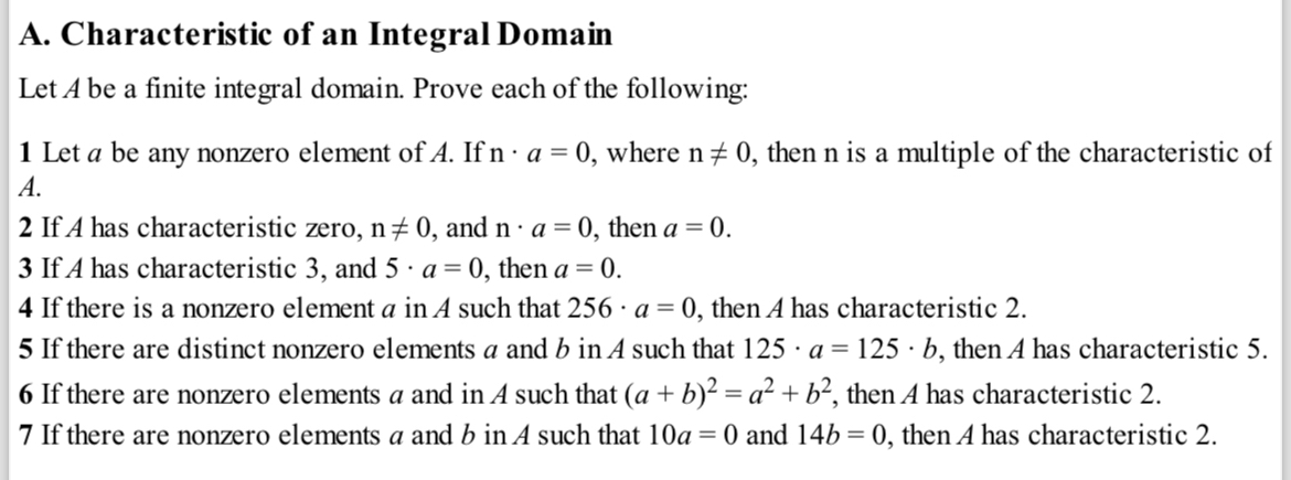 Solved If there are distinct nonzero elements a and b in A | Chegg.com