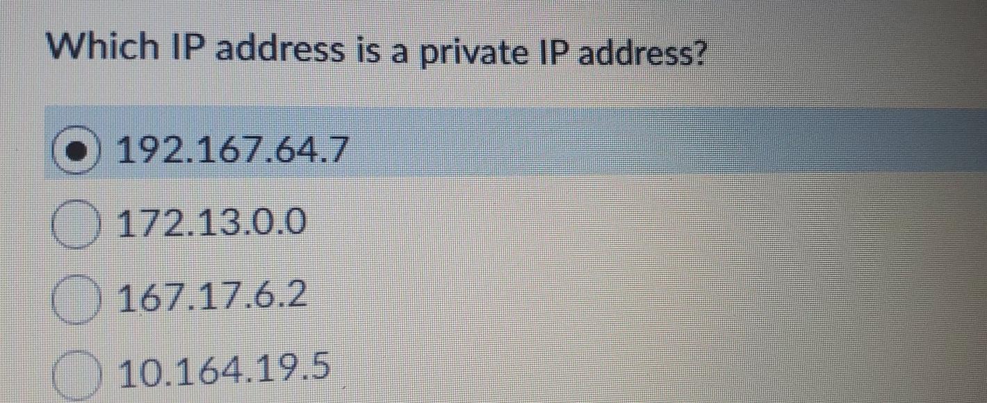 Solved Which IP address is a private IP address? | Chegg.com