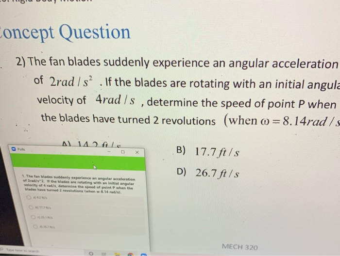 Solved Concept Question 2) The fan blades suddenly | Chegg.com