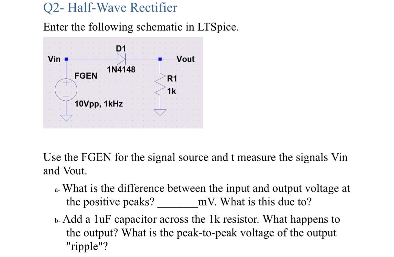 Solved Q2- ﻿Half-Wave RectifierEnter the following schematic | Chegg.com