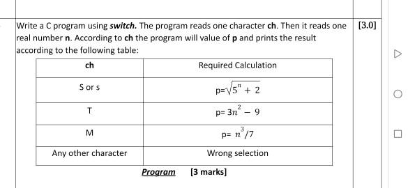 Solved [3.0) Write a C program using switch. The program | Chegg.com