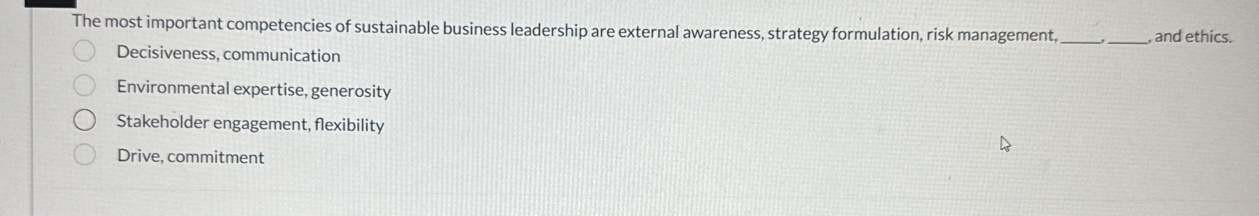 Solved The most important competencies of sustainable | Chegg.com