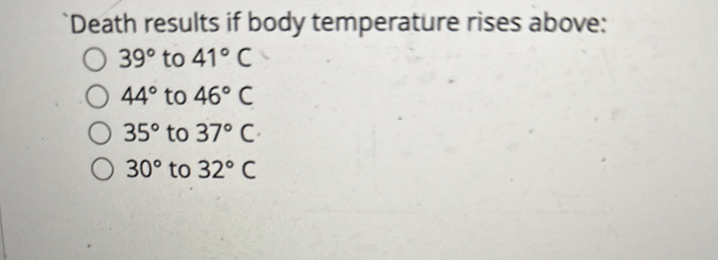 Solved Death results if body temperature rises | Chegg.com