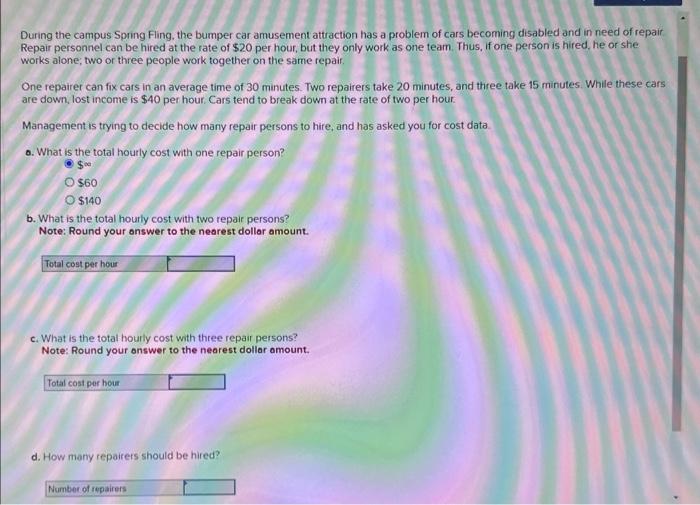 Solved During the campus Spring Fling, the bumper car | Chegg.com