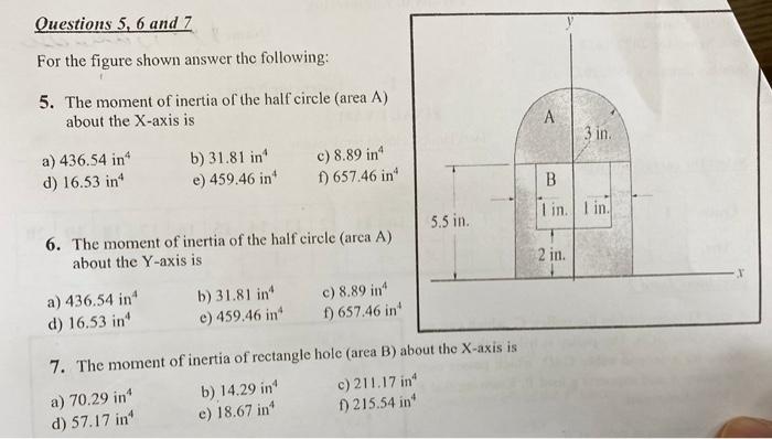 Solved 5. The moment of inertia of the half circle (area A) | Chegg.com