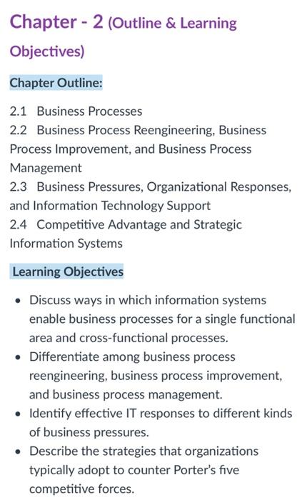 Solved Chapter - 2 (Outline \& Learning Objectives) Chapter | Chegg.com
