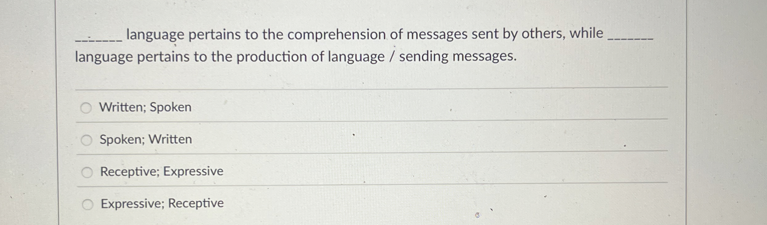 Solved language pertains to the comprehension of messages | Chegg.com
