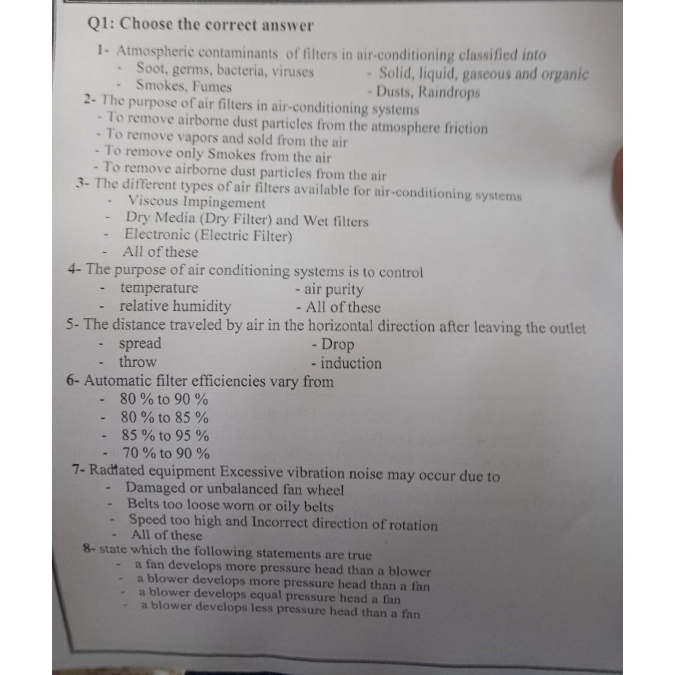 Solved Q1: Choose the correct answer1- ﻿Atmospheric | Chegg.com