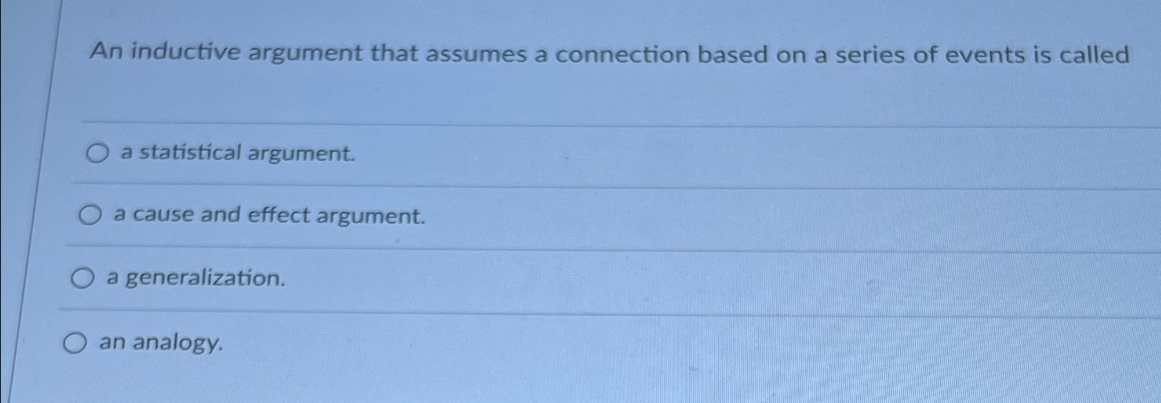 Solved An inductive argument that assumes a connection based | Chegg.com