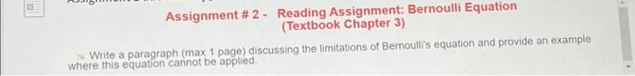 Solved Assignment # 2- Reading Assignment: Bernoulli | Chegg.com