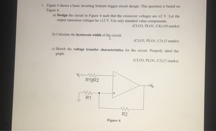Solved 1. Figure 4 shows a basic inverting Schmitt trigger | Chegg.com