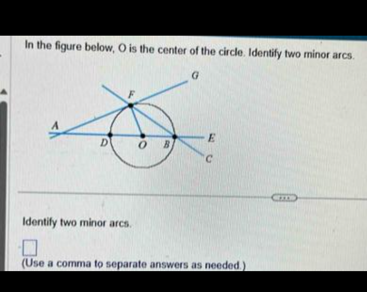 Solved In the figure below, O is the center of the circle. | Chegg.com