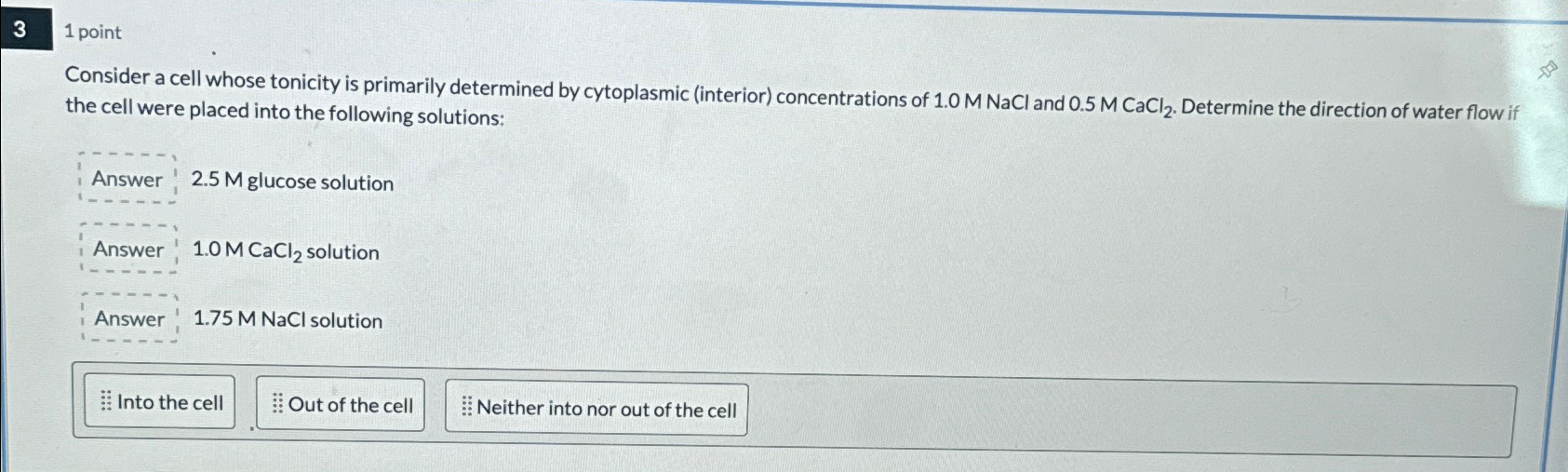 Solved 31 ﻿pointConsider a cell whose tonicity is primarily | Chegg.com