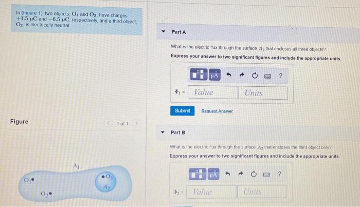 Solved In (Figure 1), two objects, O, and Oy have charges | Chegg.com