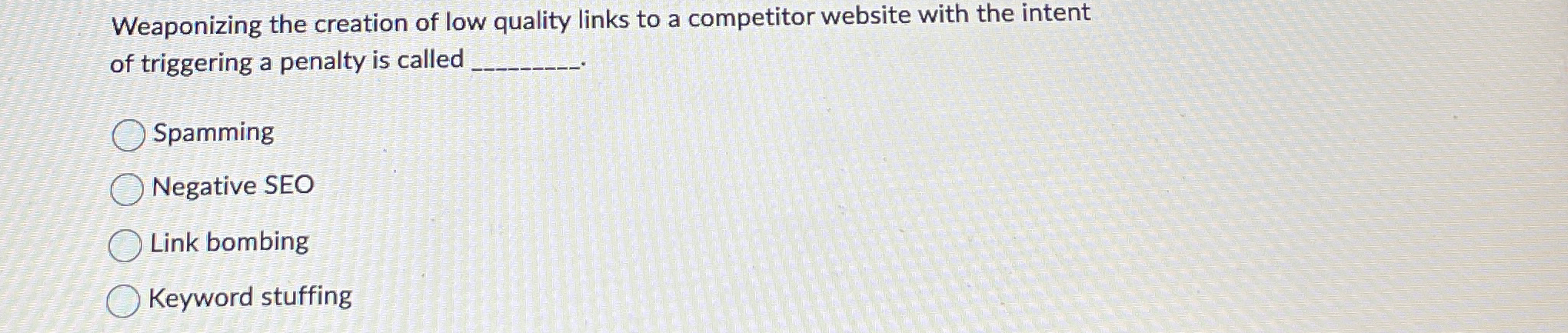 Solved Weaponizing the creation of low quality links to a | Chegg.com