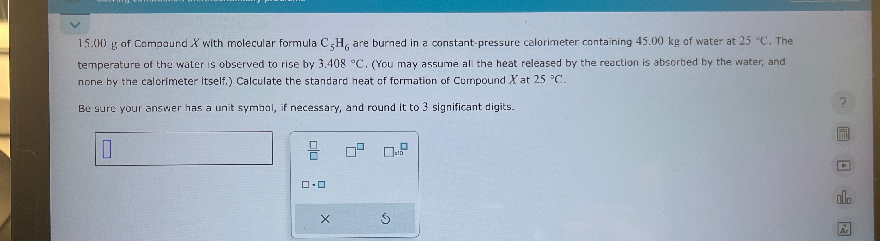 Solved 15.00g ﻿of Compound x ﻿with molecular formula C5H6 | Chegg.com