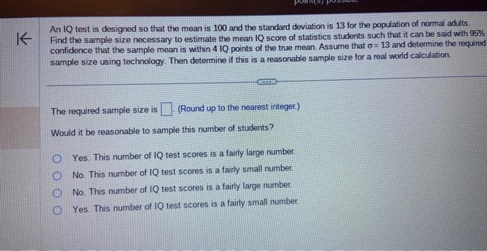 Solved An 1Q test is designed so that the mean is 100 and | Chegg.com