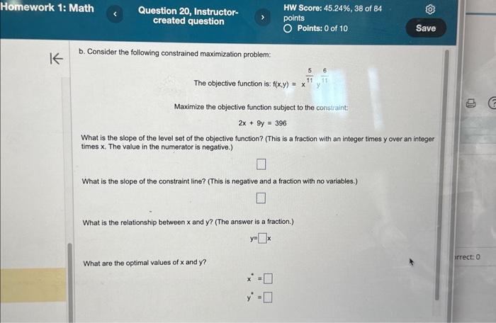 Solved b. Consider the following constrained maximization | Chegg.com