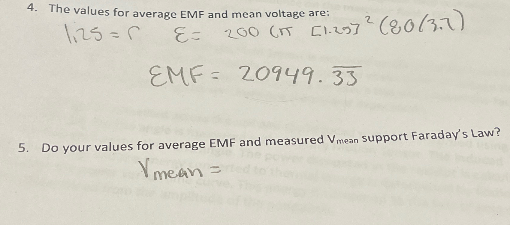 Solved The values for average EMF and mean voltage are:Do | Chegg.com