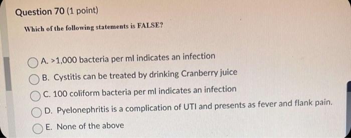 Solved Question 70 (1 point) Which of the following | Chegg.com Solved Question 70 (1 point) Which of the following | Chegg.com